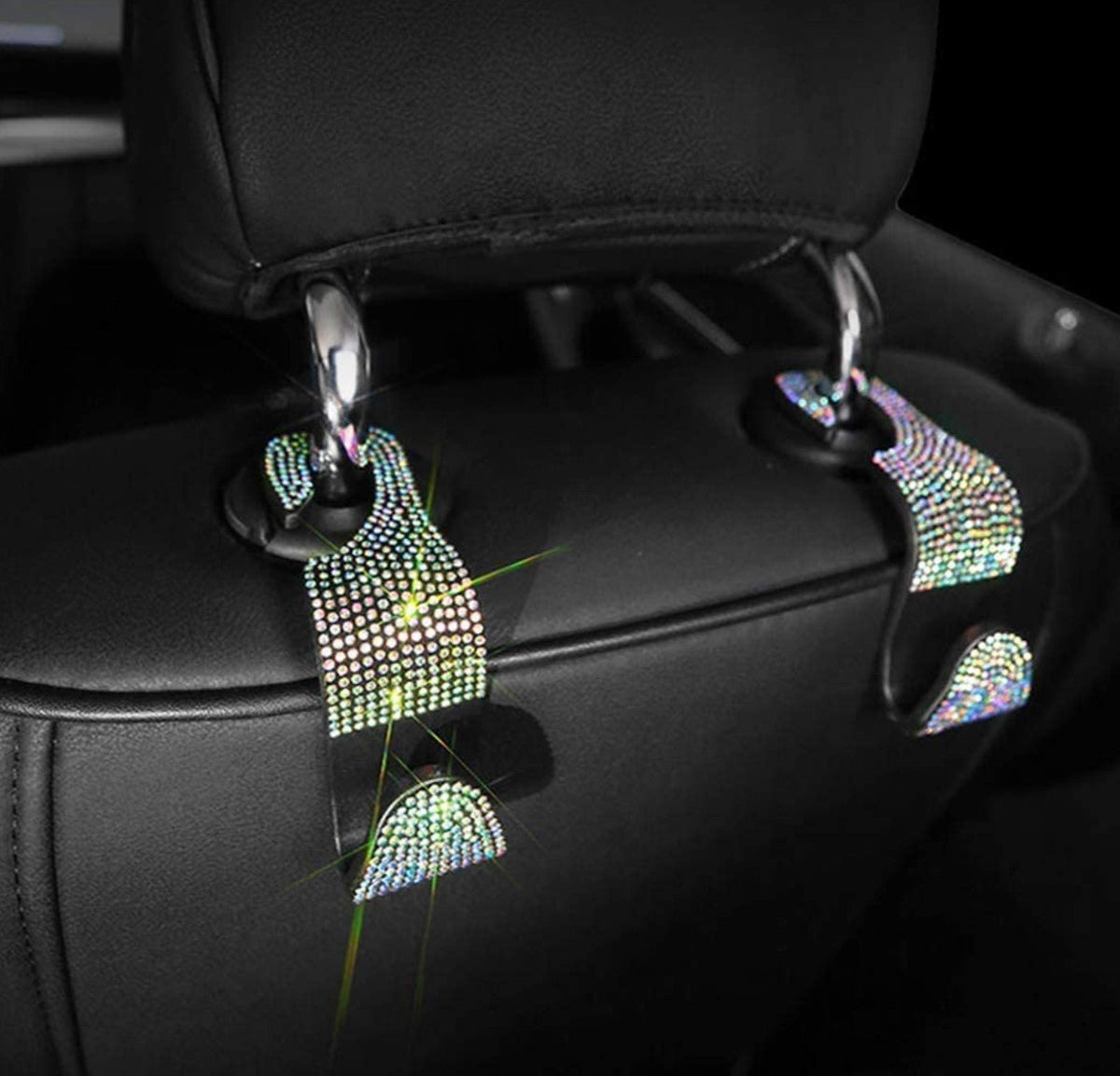 2PCS Car Seat Hooks, Bling Car Rhinestone Headrest Hooks, Universal Bl ...