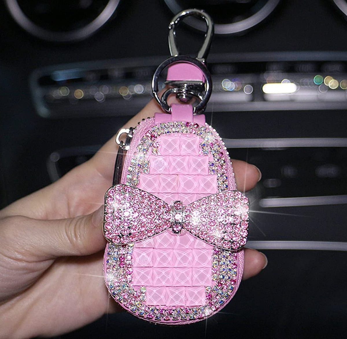 Key Bag Crystal Key Case Women for Shiny Crystal Car Key Zipper Bag Bl ...