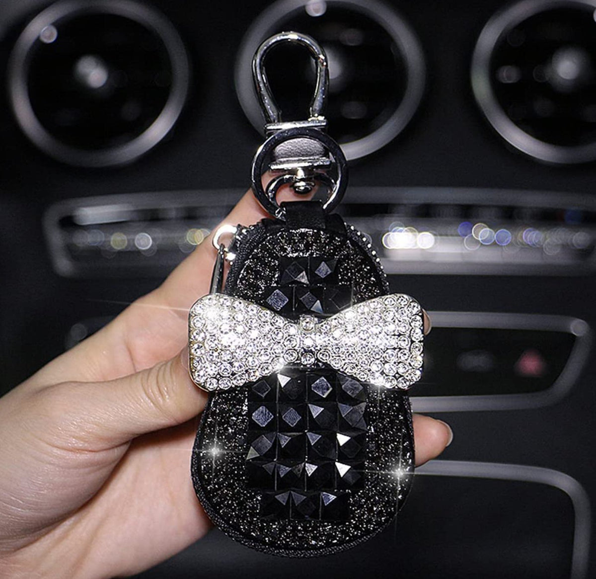 key Chein Car Leather Key Bag Crystal Key Case Women for Shiny Crystal ...