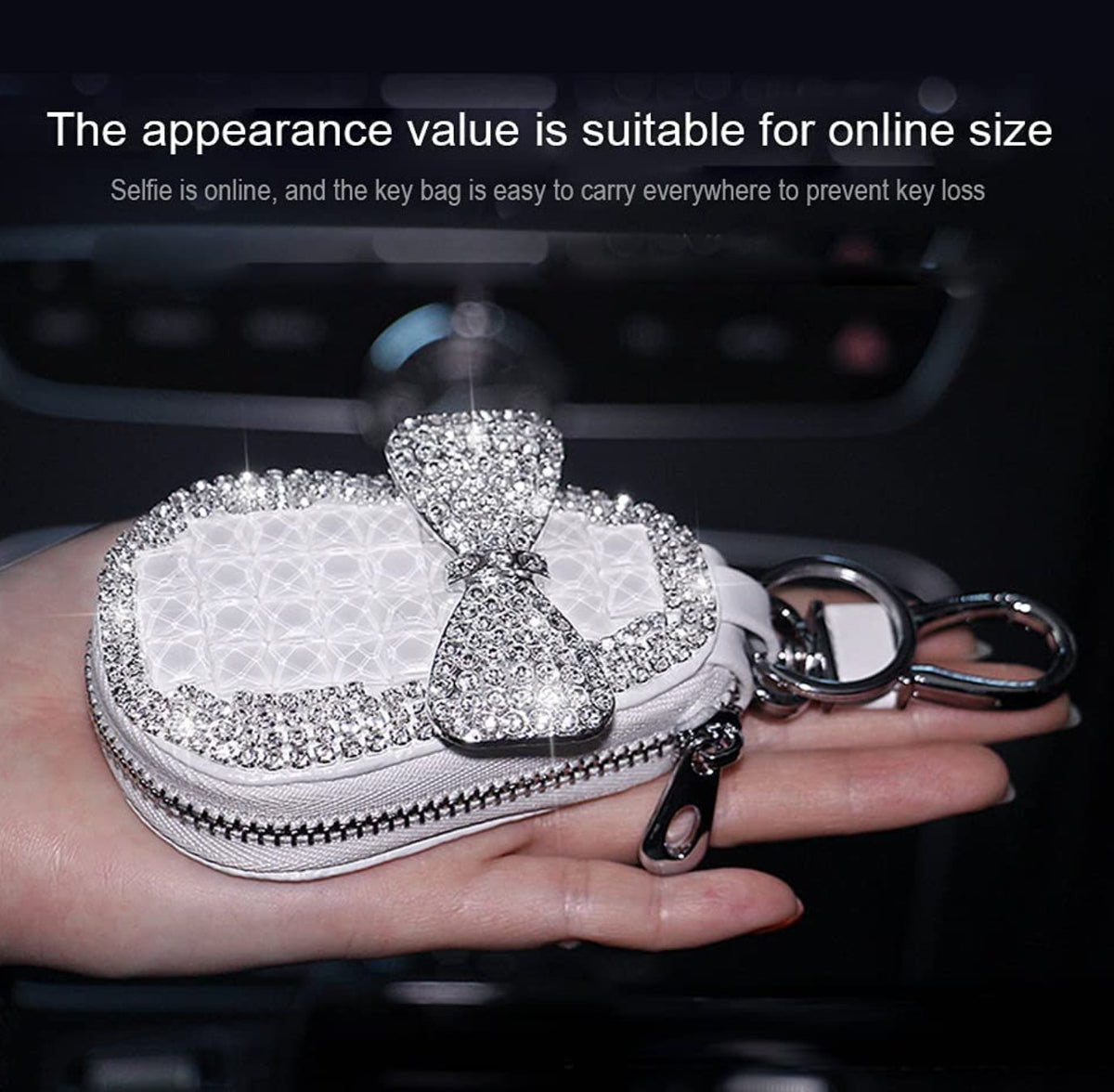 Key Chein Key Bag Crystal Key Case Women for Shiny Crystal Car Key Zip ...